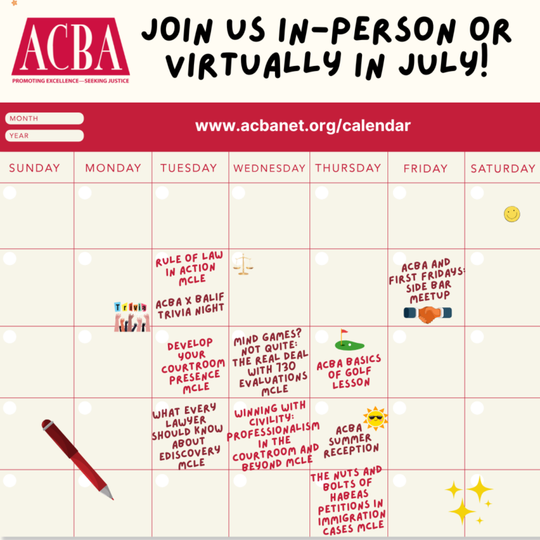 July 2025 ACBA Calendar » Alameda County Bar Association